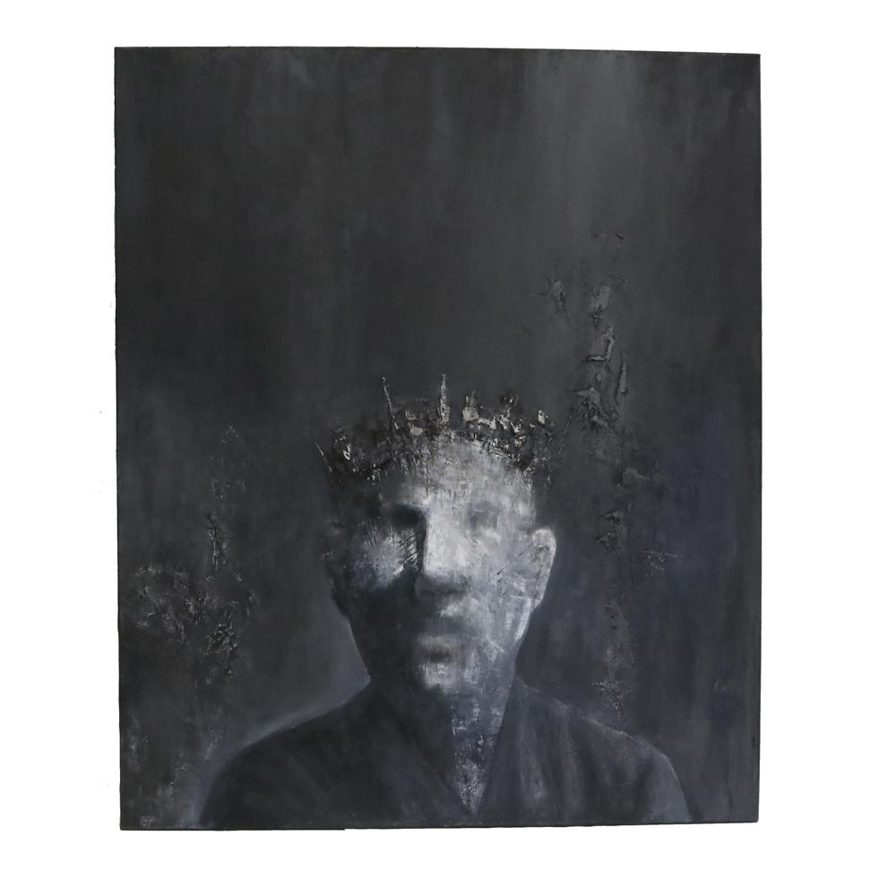 ARTWORK: David Harouni painting; a large blue-gray... | Barnebys