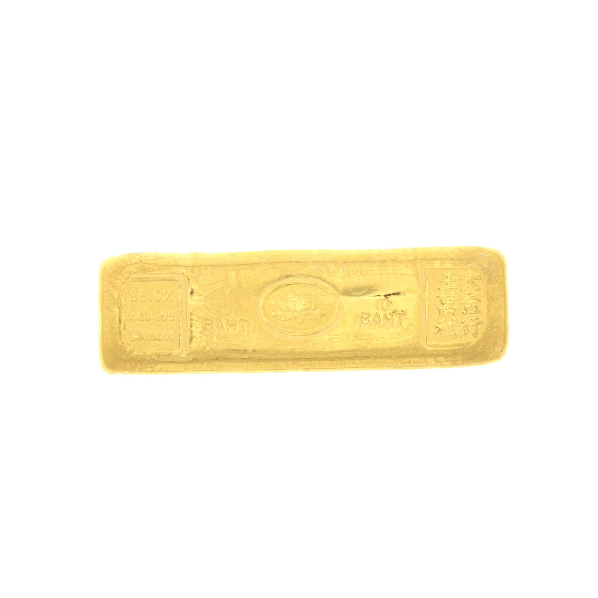 BULLION: Thailand 10 Baht 96.5% fine gold bar; 152.3 grams. | Barnebys
